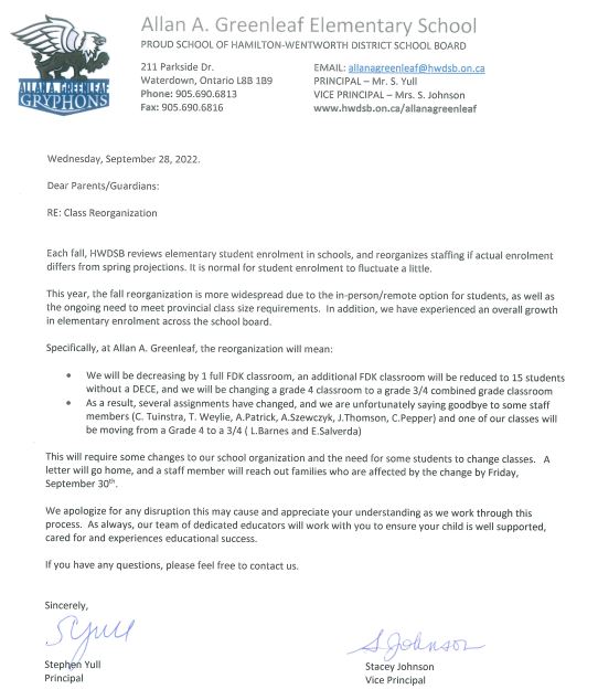 A Letter from our Principals | Allan A. Greenleaf Elementary School