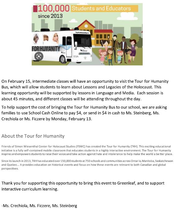 Tour For Humanity Bus | Allan A. Greenleaf Elementary School