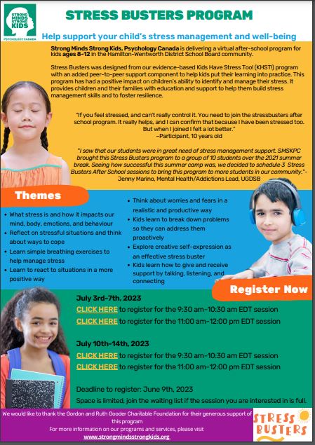 Stress Busters Program Flyer | Allan A. Greenleaf Elementary School