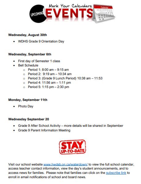 Grade 9 Orientation at Waterdown District Highschool | Allan A ...
