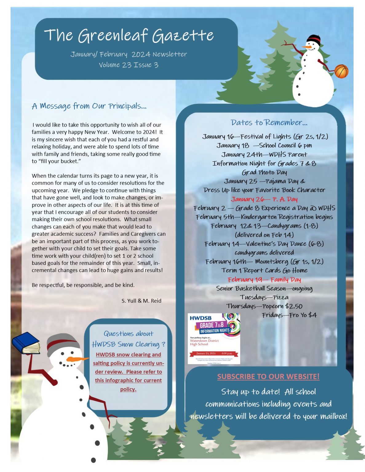 January/ February Newsletter 2024 | Allan A. Greenleaf Elementary School