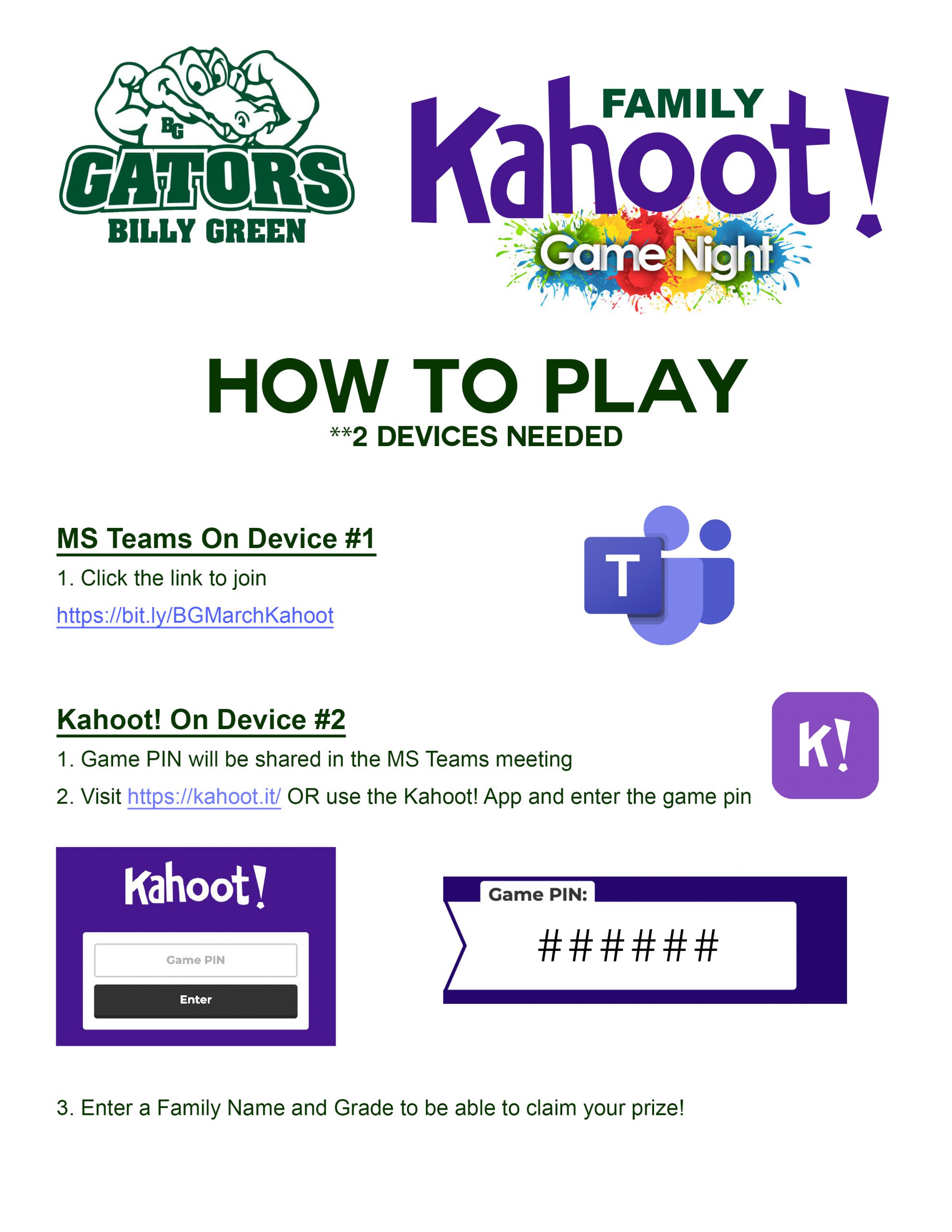 BG Kahoot Night – Thurs March 3, 6:30pm | Billy Green Elementary School