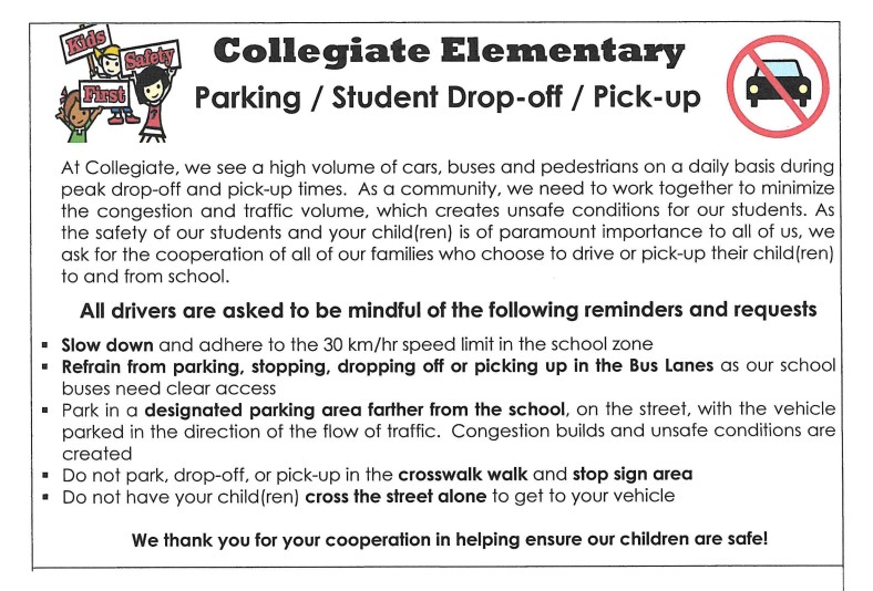 Parking, Student Drop-Off, and Pick-Up | Collegiate Elementary School