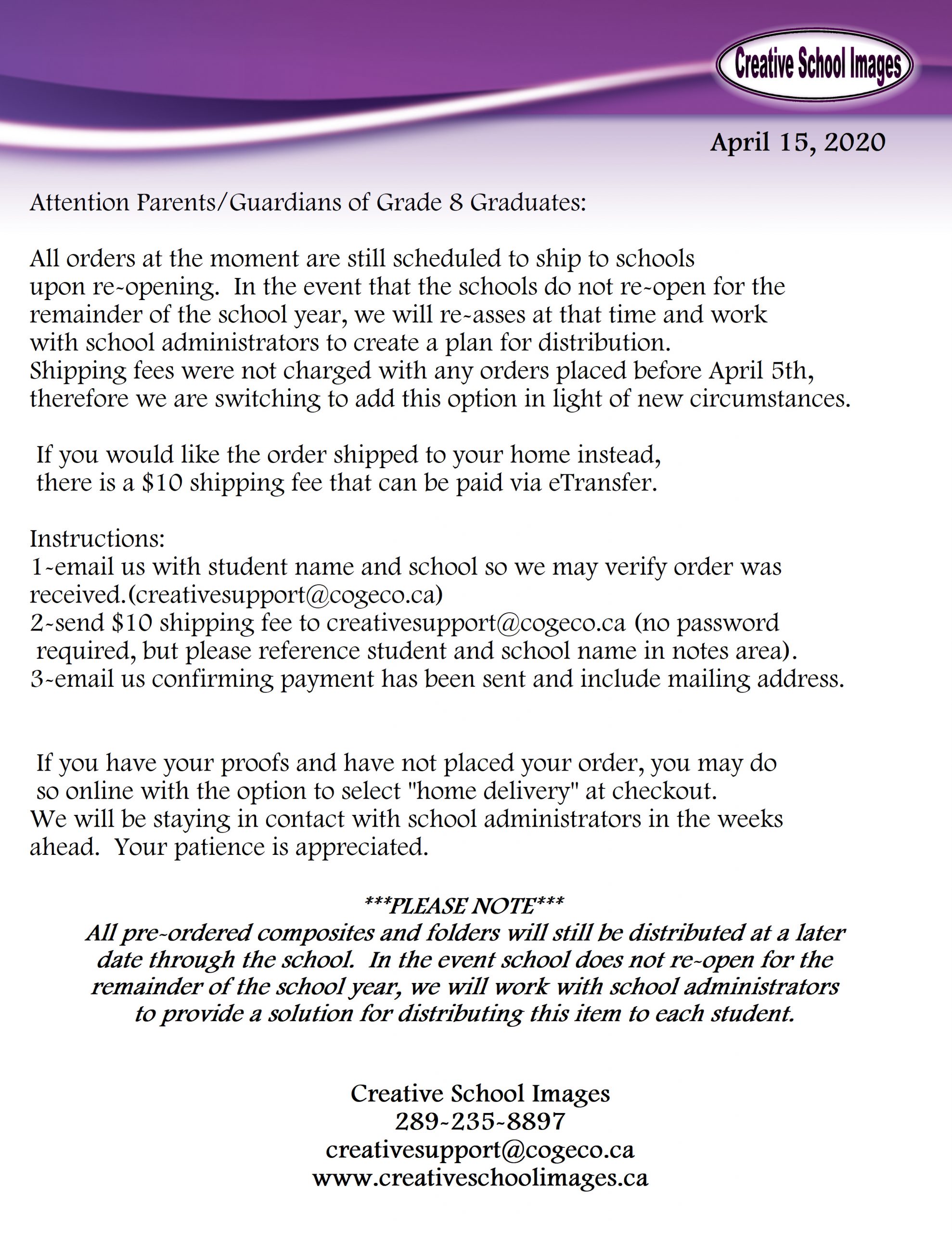 School Grad Photo Information | Queensdale Elementary School