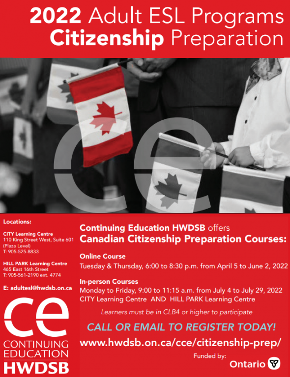 Register for Canadian Citizenship Preparation Courses | Hamilton ...