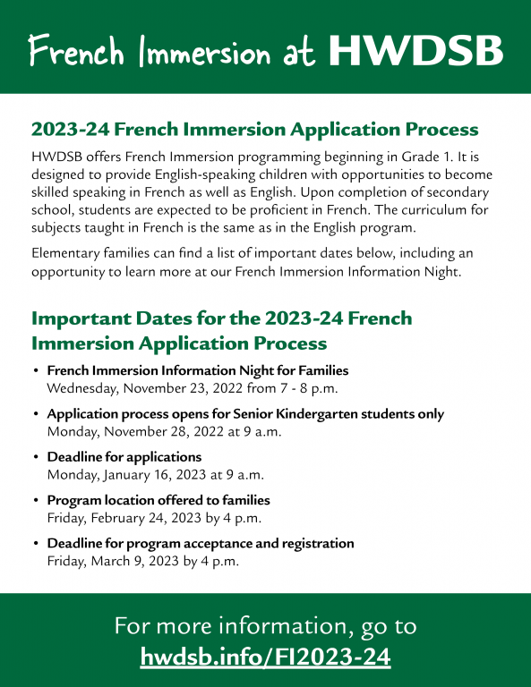 French Immersion Application Process for Senior Kindergarten Students ...