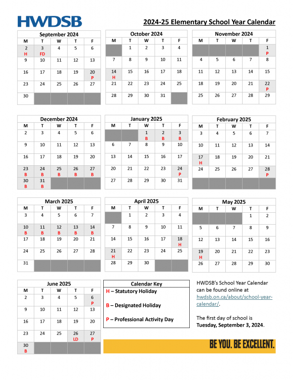 2024-25 HWDSB School Year Calendars | Hamilton-Wentworth District ...