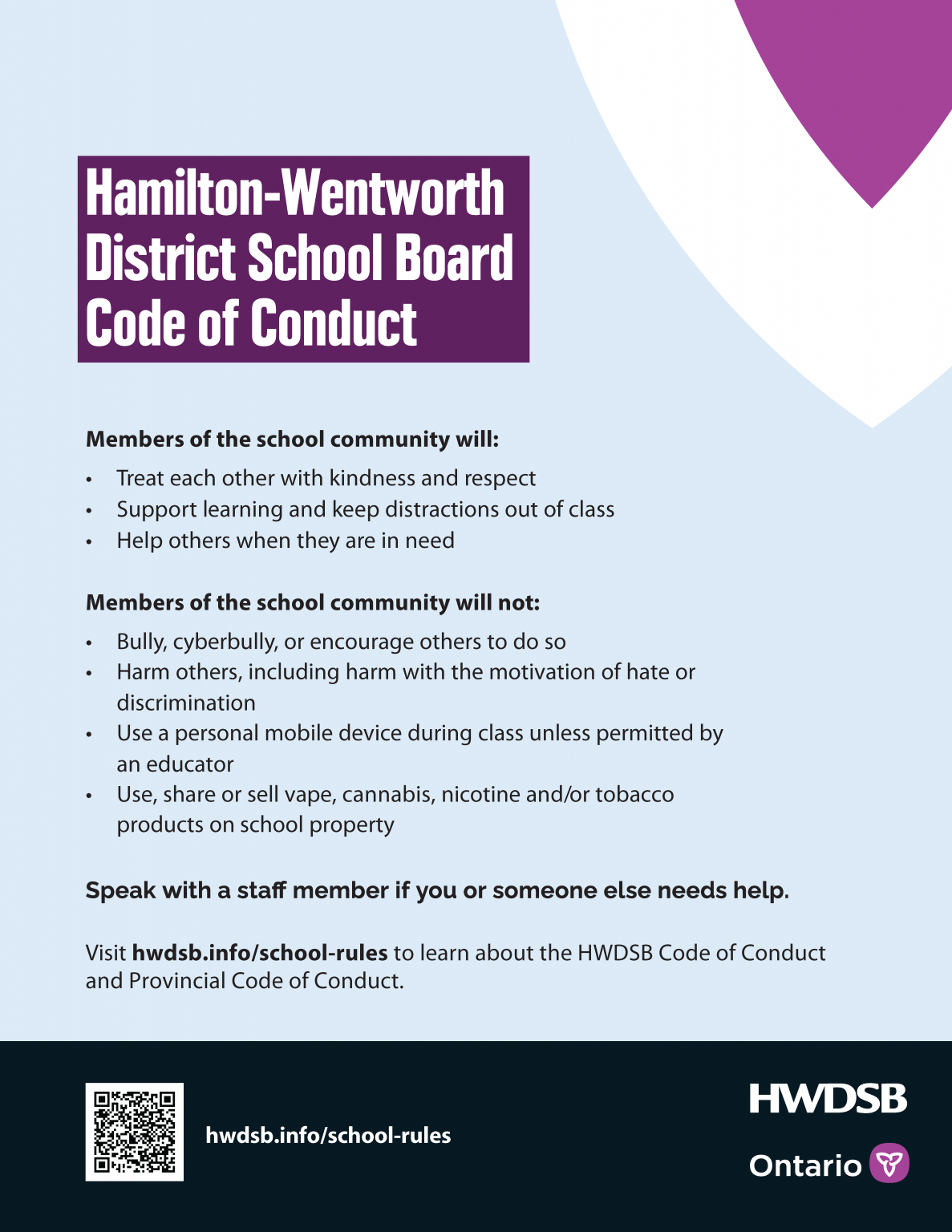 Code of Conduct | Hamilton-Wentworth District School Board